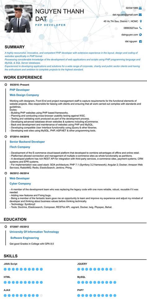 Cách Viết Cv Xin Việc Cho Php Developer