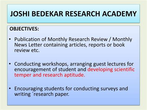 Ppt Joshi Bedekar Research Academy Powerpoint Presentation Free Download Id 3952183