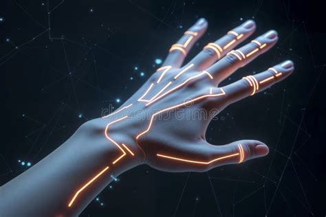 Futuristic Cybernetic Hand With Glowing Circuits In A Digital Network Ai Generated Stock