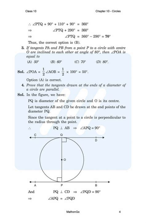 Ncert Solutions For Class 10 Maths Chapter 10 Circles Mathongo