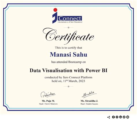 Attended A Bootcamp On Data Visualisation With Power Bi From Jaro
