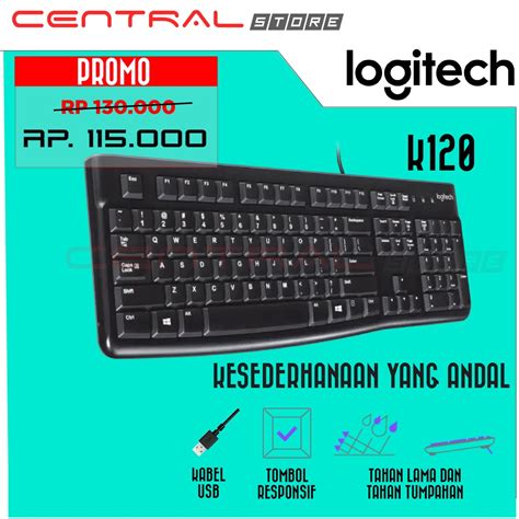 HITAM New Original LOGITECH K120 USB Wired Black Wired Keyboard Shopee Malaysia