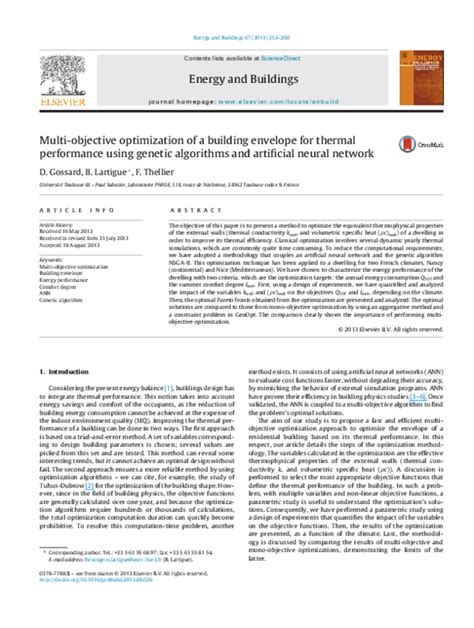 Pdf Multi Objective Optimization Of A Building Envelope For Thermal Performance Using Genetic