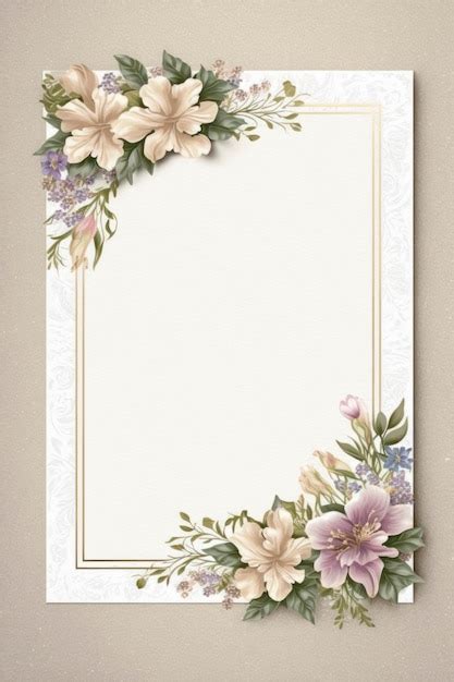 premium ai image save the date frame of flowers middle empty copy space