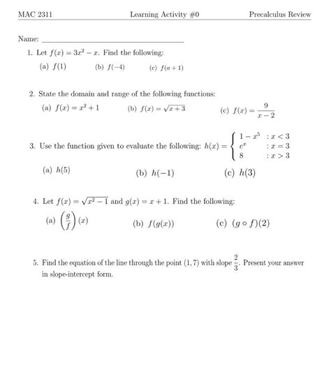 Solved 1 Let F X 3x2−x Find The Following A F 1 B
