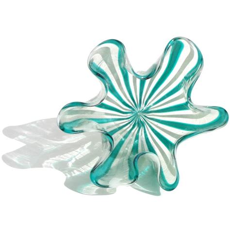 Venini Murano Filigrana Stripes Italian Art Glass Fazzoletto Vases For