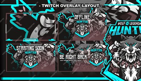 Wolf Legendary Hunter Gaming Diseño De Diseño Streamer Twitch Logo Personaje Vector Premium