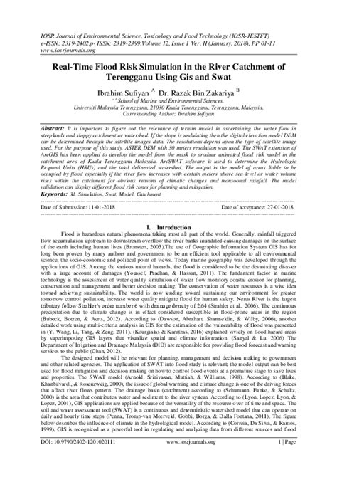 Pdf Real Time Flood Risk Simulation In The River Catchment Of Terengganu Using Gis And Swat