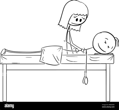 Back Massage Therapy Vector Cartoon Stick Figure Illustration Stock