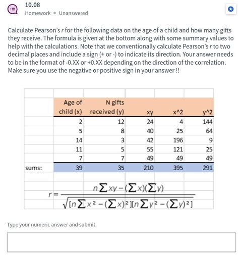 Solved Calculate Pearsons R For The Following Data On The Chegg Com
