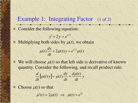 Ch 21 Linear Equations Method Of Integrating Factors Ppt Download