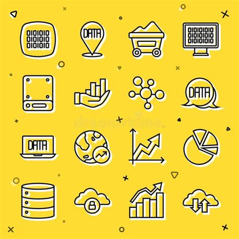 Set Line Cloud Download And Upload Pie Chart Infographic Data