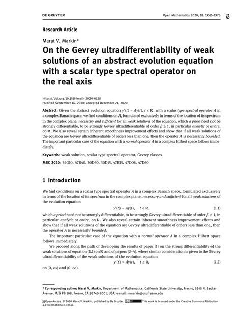 Pdf On The Gevrey Ultradifferentiability Of Weak Solutions Of An Abstract Evolution Equation
