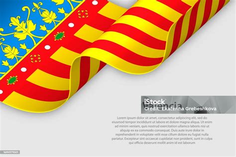 발렌시아 깃발이 있는 3d 리본 스페인 자치 공동체 흰색 배경에 격리 국가 관광명소에 대한 스톡 벡터 아트 및 기타 이미지 국가 관광명소 그림 이야기 기 Istock