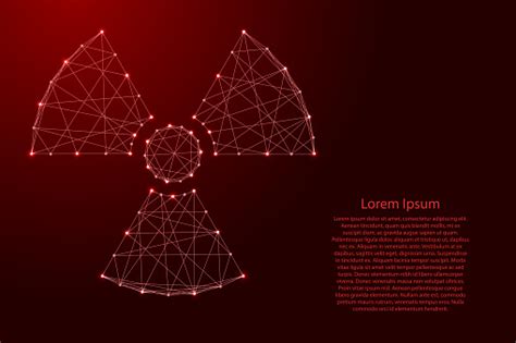 미래지향적인 다각형 레드 라인의 방사선 위험 표지판과 배너 포스터 인사말 카드에 대한 빛나는 별 벡터 그림입니다 0명에 대한 스톡 벡터 아트 및 기타 이미지 Istock