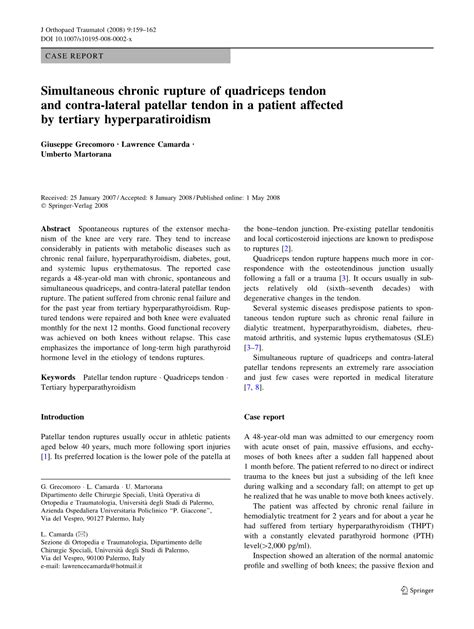 Simultaneous Chronic Rupture Of Quadriceps Tendon And Contra Lateral Patellar Tendon In A