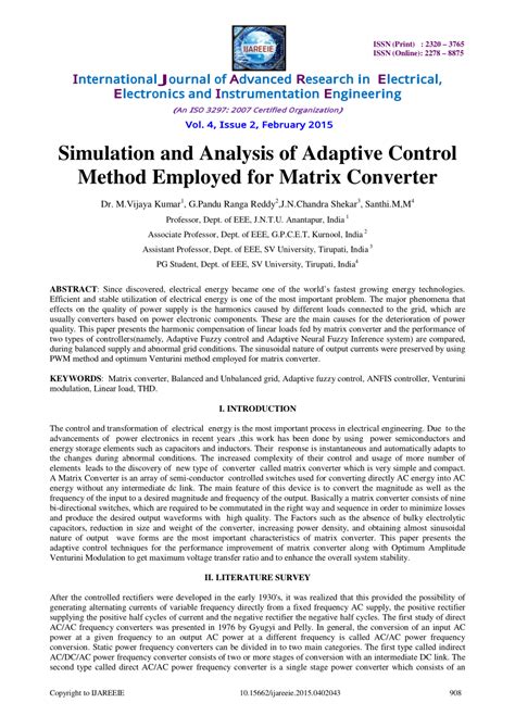 Pdf Simulation And Analysis Of Adaptive Control Method Employed For