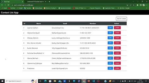 Contact App Performing Crud Operation Coding Ninjas Skill Test React