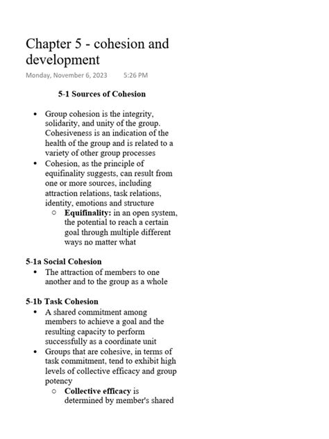 Chapter 5 Cohesion And Development Pdf
