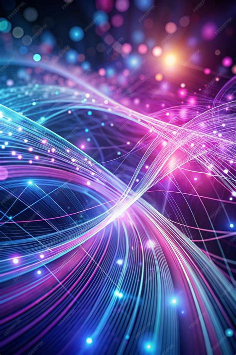 Futuristic Data Flow Abstract Digital Technology Background From Curve Lines In Pink Purple And