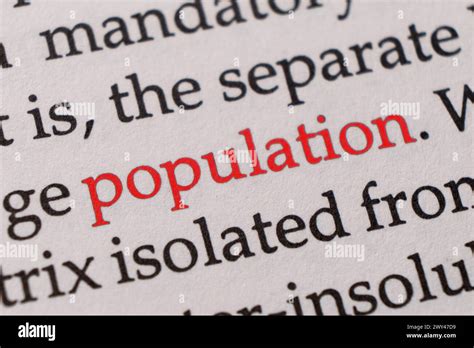 Focus On The Red Word Population Macro Shot Printed Red Colour Word