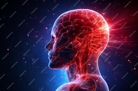 Premium Ai Image 3d Side Image Of Human Head With Luminous Brain Network Electrical Activity