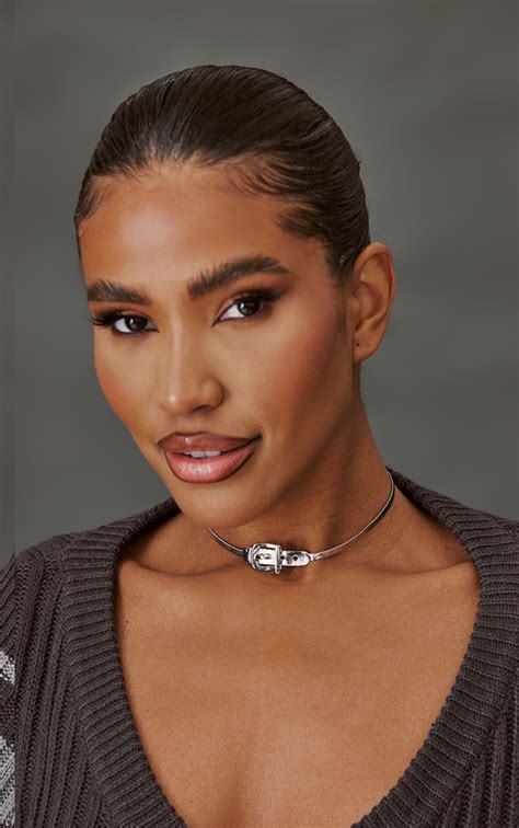 Silver Buckle Choker Accessories Prettylittlething Aus