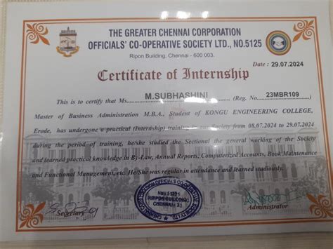 Subhashini M On Linkedin Internship Chennaicorporation Learningexperience Gratitude