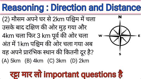 Direction And Distance Reasoning Direction Reasoning Tricks Direction Questions Youtube