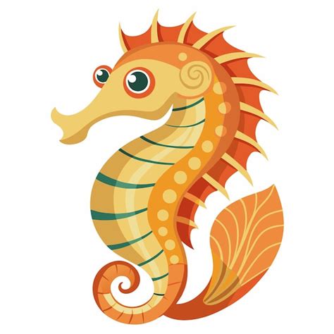 Cartoon Orange And Green Seahorse With Spiky Fin Premium Ai Generated