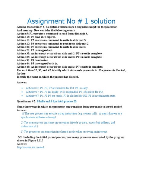 Assignment No 1 Solution 8 Hello And 8 Bye Total Process 20 Pdf
