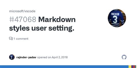 Markdown Styles User Setting · Issue 47068 · Microsoftvscode · Github