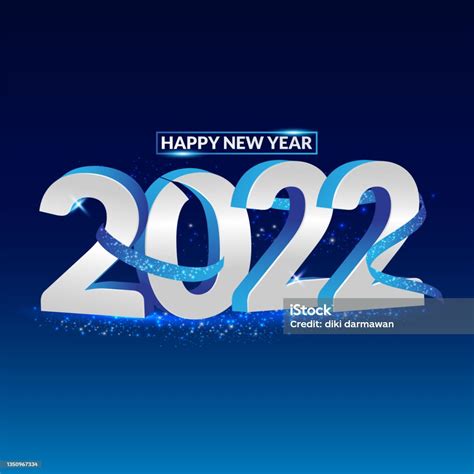 행복한 2022 밝은 반짝임과 새해 블루 번호 인사말 카드 달력 배너를위한 축제 프리미엄 디자인 템플릿 빛나는 조명은 검은 색 배경에 원을 그리고 있습니다 벡터