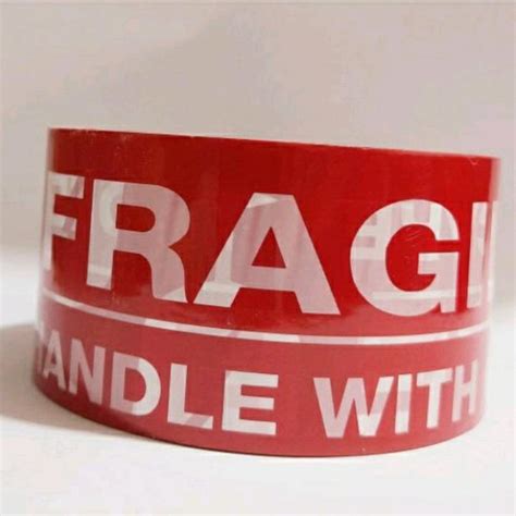 Jual Lakban Isolasi Opp Tulisan Fragile Merk Royal Tapes 48 Mm X 50 Yard Merah Kota Surabaya