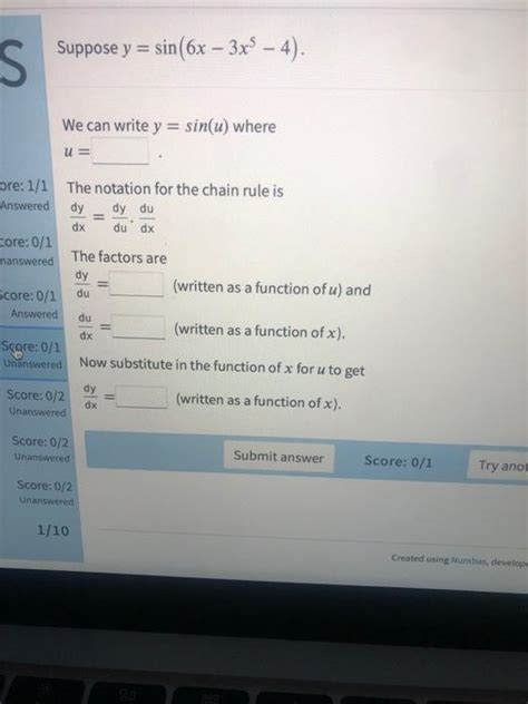 solved suppose y sin 6x−3x5−4 we can write y sin u where