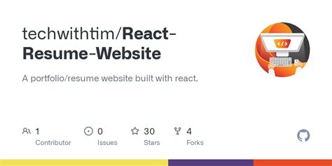 GitHub Techwithtim React Resume Website A Portfolio Resume Website