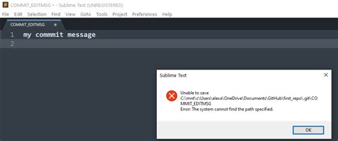 Sublimetext3 Git Commit Does Not Find Path On Linux Windows Subsystem