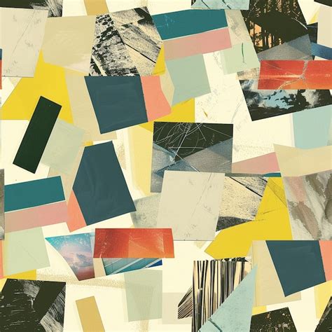 Cyclic Seamless Repeating Pattern Of Abstract Geometric Shapes In Various Colors And Textures