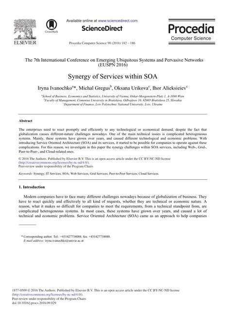 Pdf Synergy Of Services Within Soa