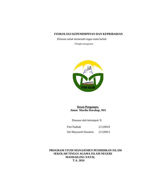 Filosofi Kepemimpinan Dan Kepribadian Kelompok 9 Ok Pdf