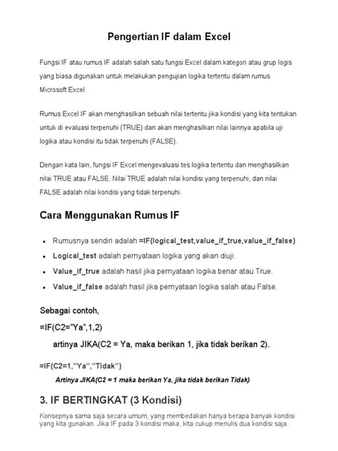 Pengertian If Dalam Excel Pdf
