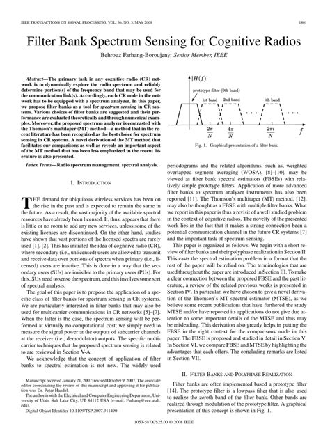 Pdf Filter Bank Spectrum Sensing For Cognitive Radios