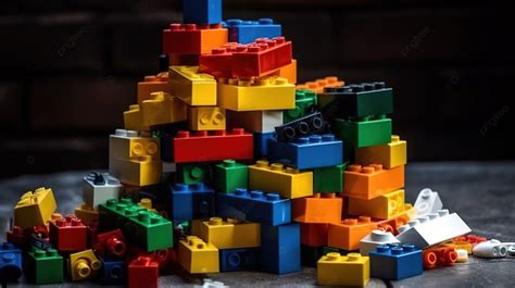Lego Stack Of Colorful Bricks On A Table Background Lego Blocks Picture Background Image And