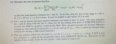 Solved D Minimize The Sum Of Squares Function