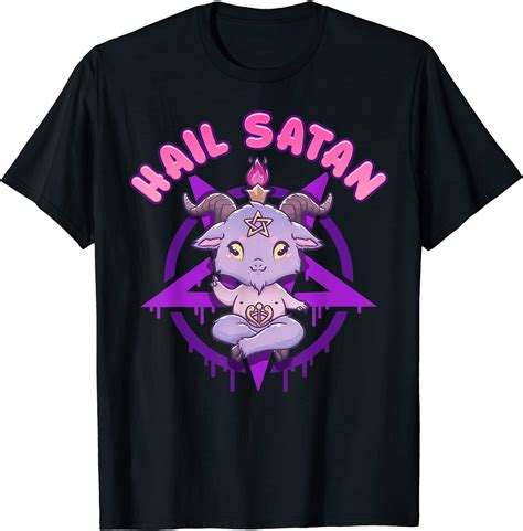 Satanic T Shirt Hail Satan Death Metal Cute Satanic Pentagram Baphomet