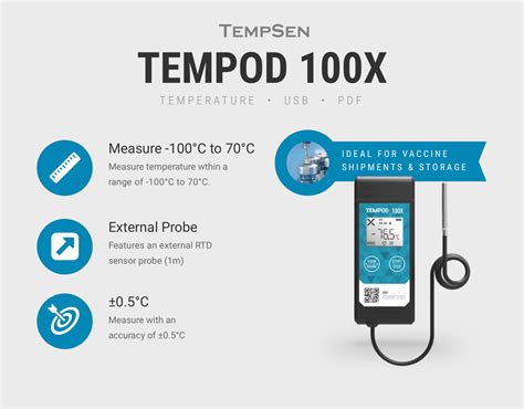 TempSen Tempod 100X Dry Ice Temperature Data Logger With External Probe Loggershop