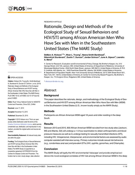 PDF Rationale Design And Methods Of The Ecological Study Of Sexual Behaviors And HIV STI