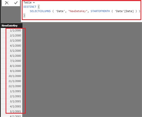 solved create datekey but with only one entry per month microsoft