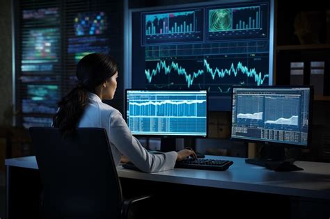 Premium Photo Woman Entrepreneur Analyzing Big Data Analytics In A Command Center