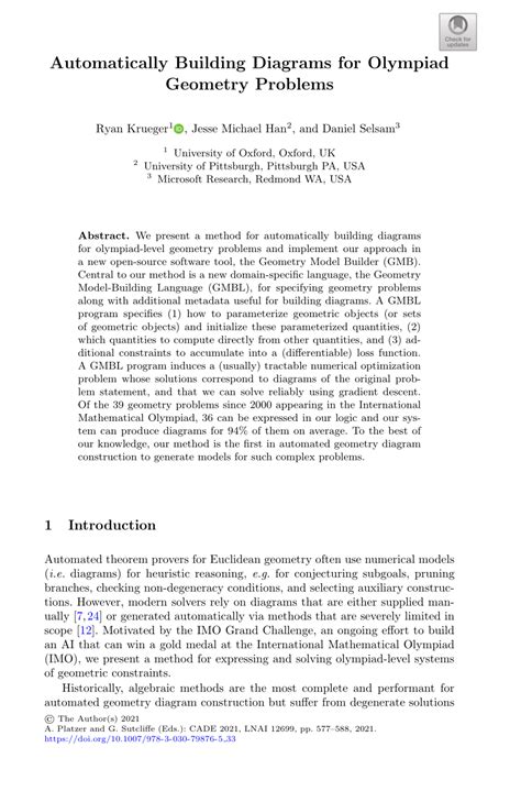PDF Automatically Building Diagrams For Olympiad Geometry Problems